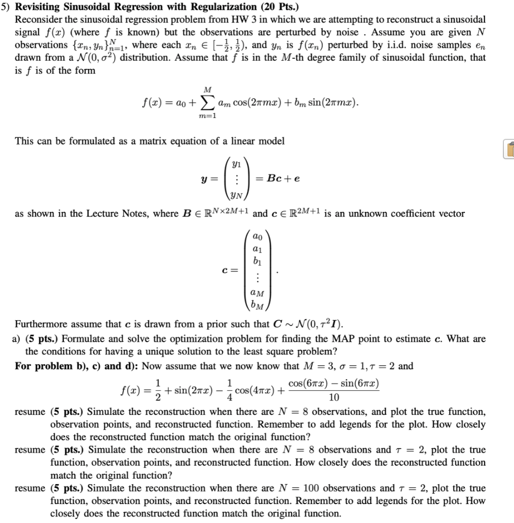 5) Revisiting Sinusoidal Regression with | Chegg.com
