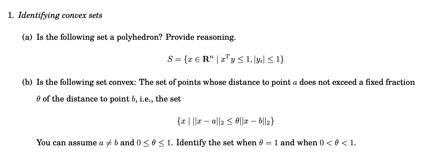 Solved 1. Identifying convex sets (a) Is the following set a | Chegg.com
