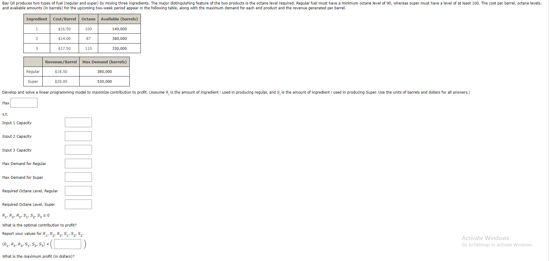 Solved R1,R2,R3,S1,S2,S3≥0 What is the optimal contribution | Chegg.com
