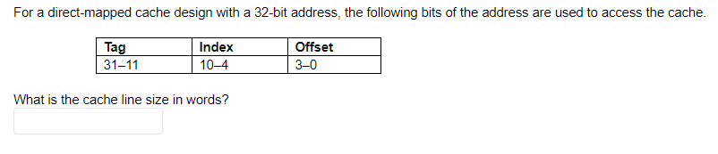 Solved For a direct-mapped cache design with a 32-bit | Chegg.com