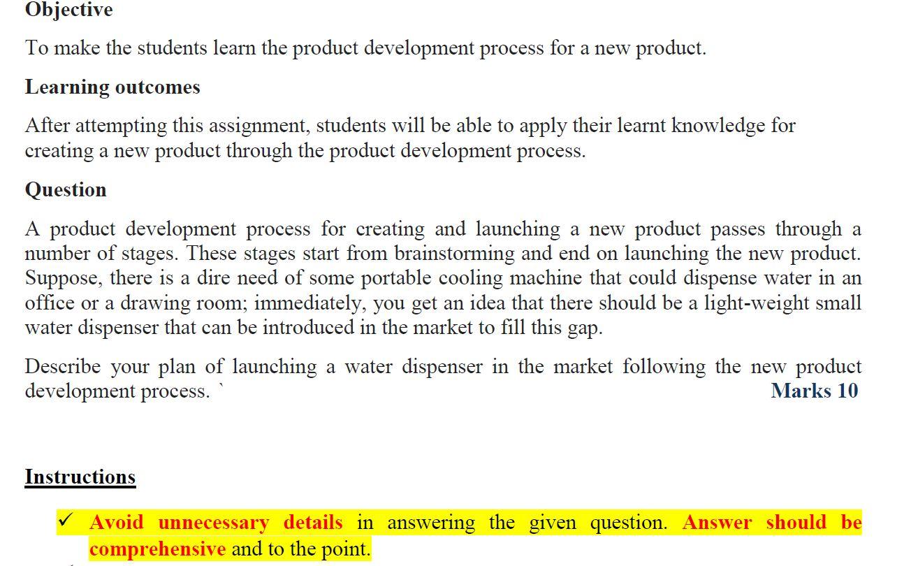 Solved Objective To make the students learn the product | Chegg.com