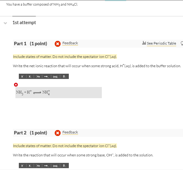 Solved You have a buffer composed of NH3 and NH4CI. 1st | Chegg.com