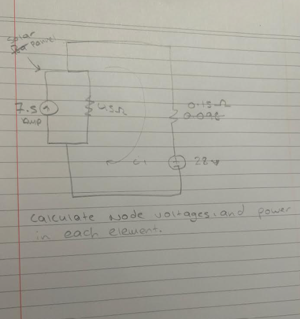 Solved Calculate wode voltages and power each element. | Chegg.com