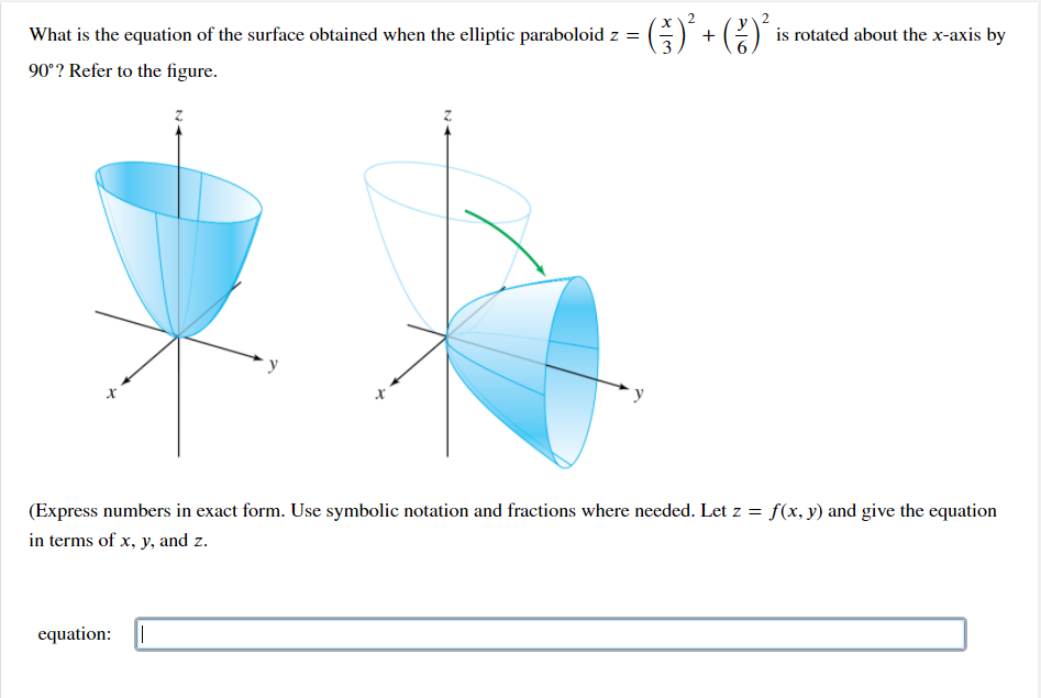 Solved What is the equation of the surface obtained when the | Chegg.com