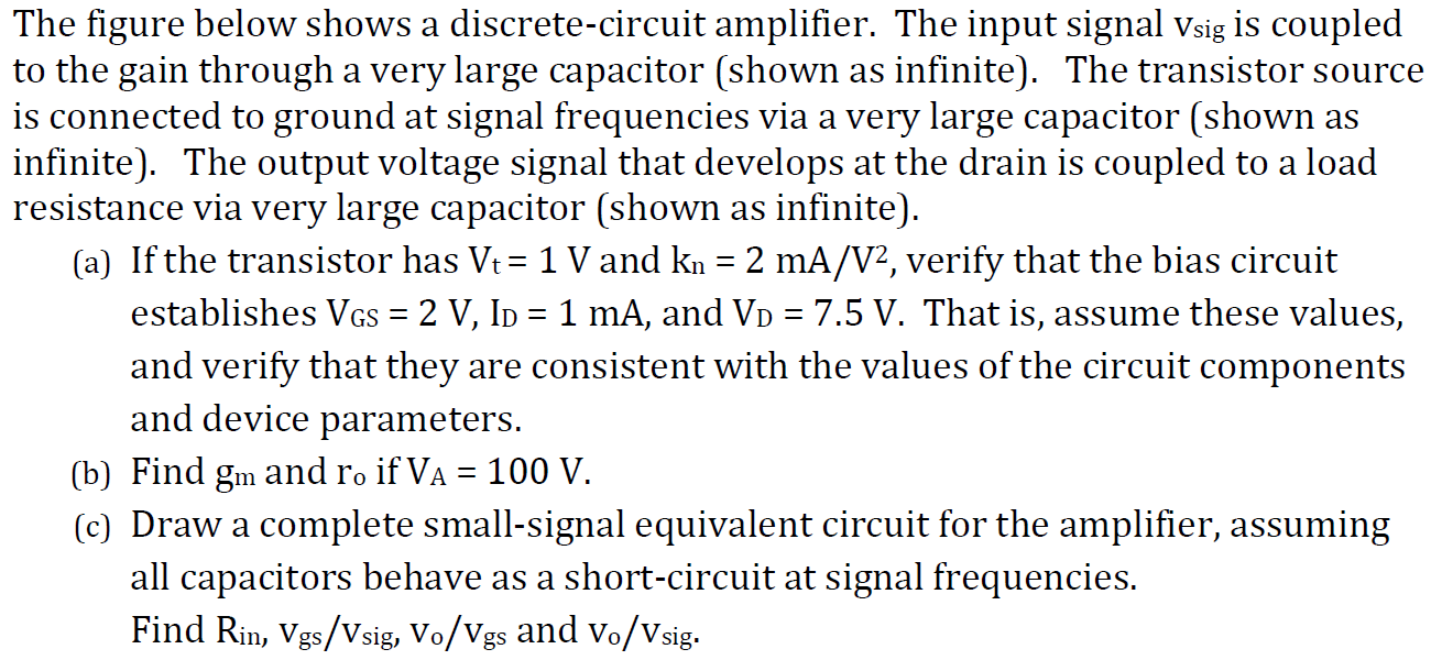 Solved The figure below shows a discrete-circuit amplifier. | Chegg.com
