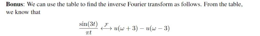 Solved Bonus: We can use the table to find the inverse | Chegg.com
