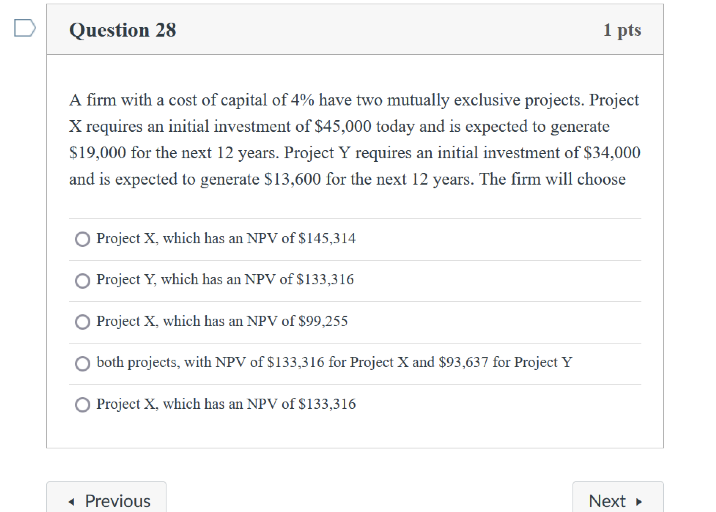 Solved D Question 27 1 pts Consider three mutually exclusive | Chegg.com