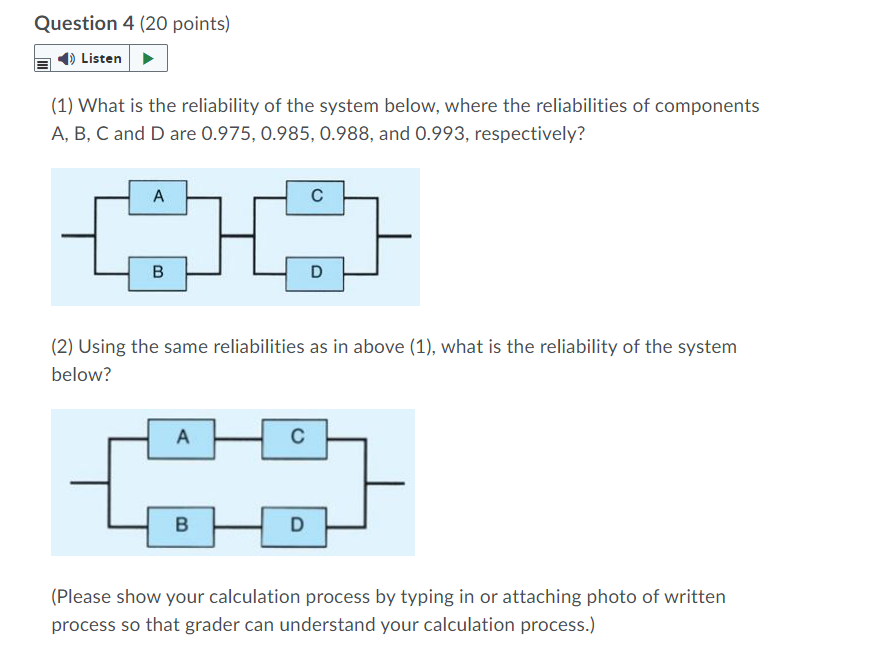 Solved Question 4 (20 points) Listen (1) What is the | Chegg.com