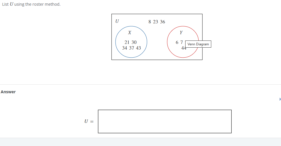 Solved List U using the roster method. | Chegg.com