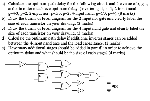 Solved a) Calculate the optimum path delay for the following | Chegg.com