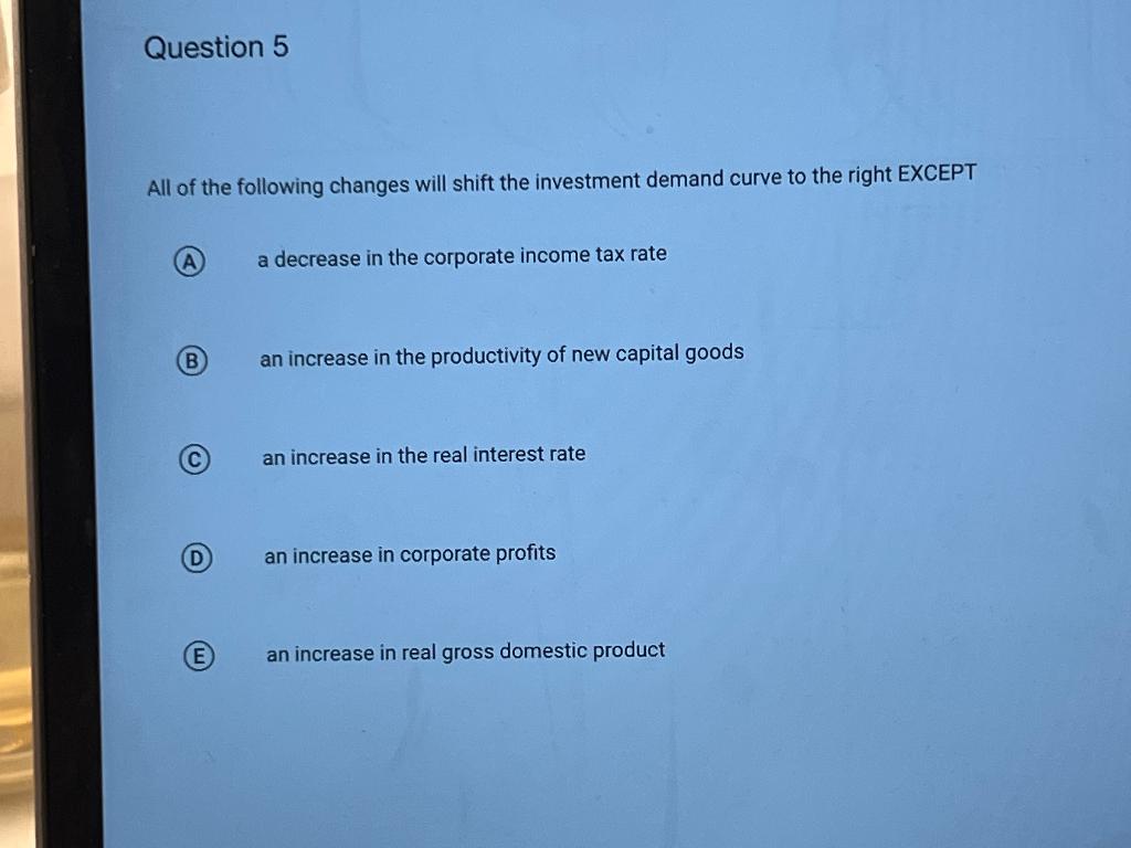 Solved All Of The Following Changes Will Shift The Chegg