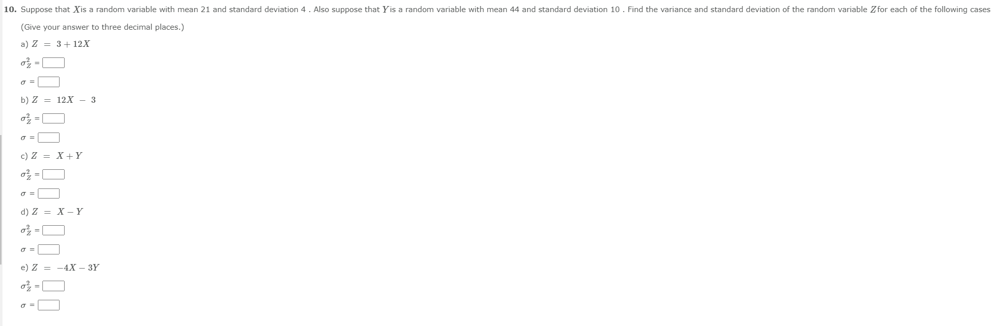 Solved 10 Suppose That Xis A Random Variable With Mean 21 
