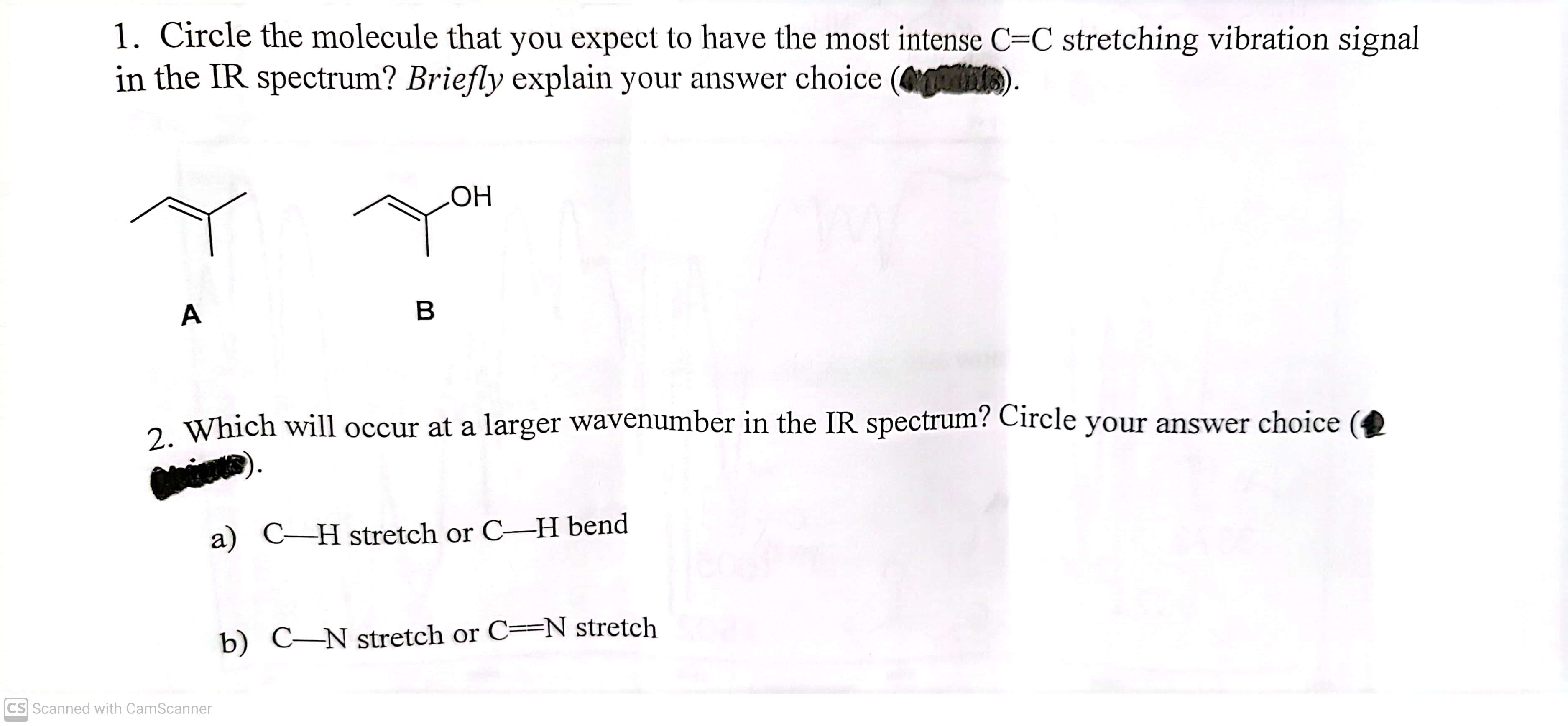 Solved 1. Circle the molecule that you expect to have the | Chegg.com