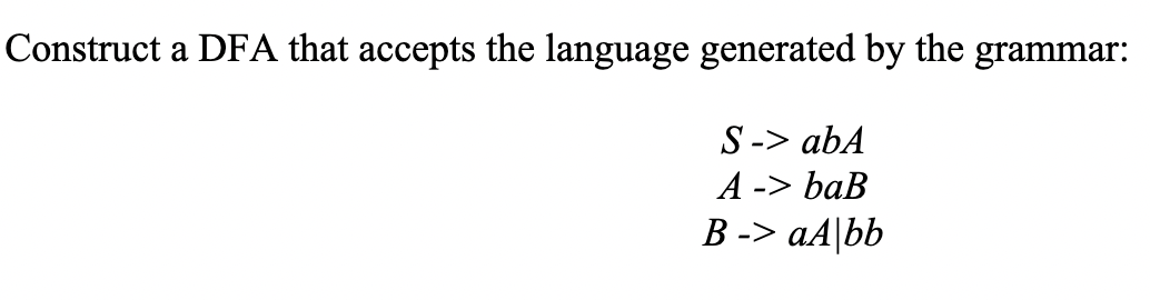 Solved Construct a DFA that accepts the language generated | Chegg.com