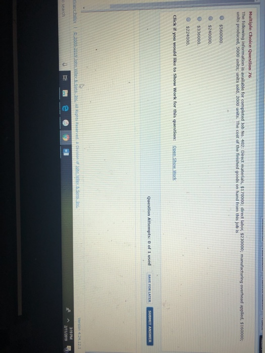 Solved Multiple Choice Question 76 The following information | Chegg.com