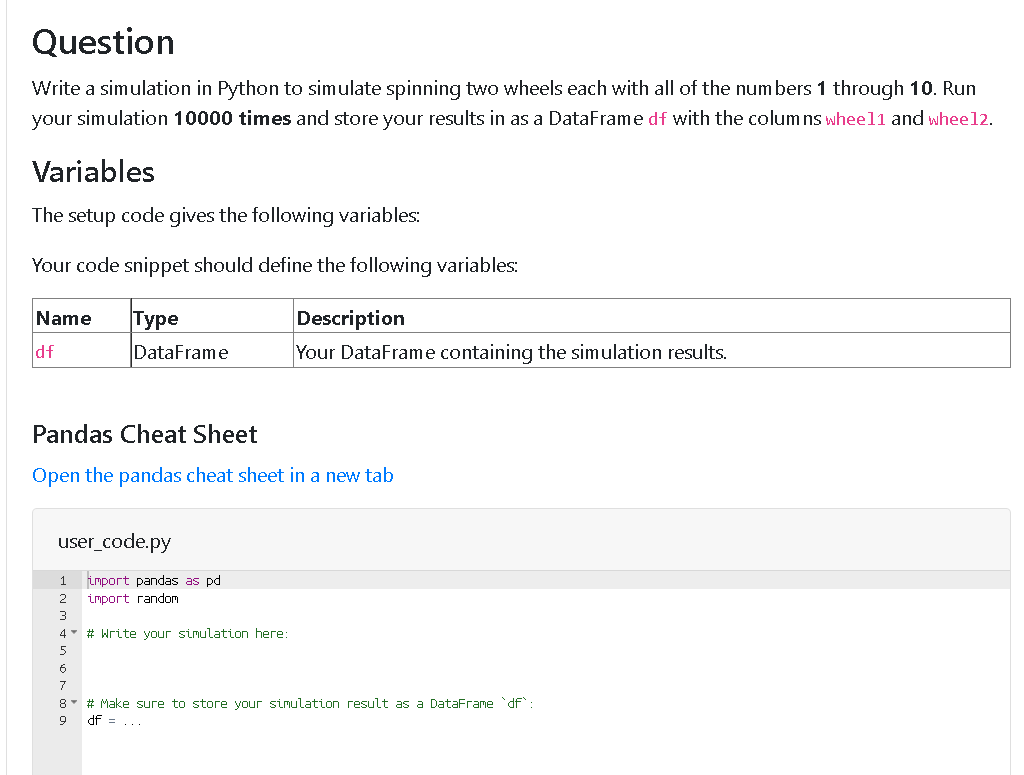 Solved Question Write a simulation in Python to simulate | Chegg.com