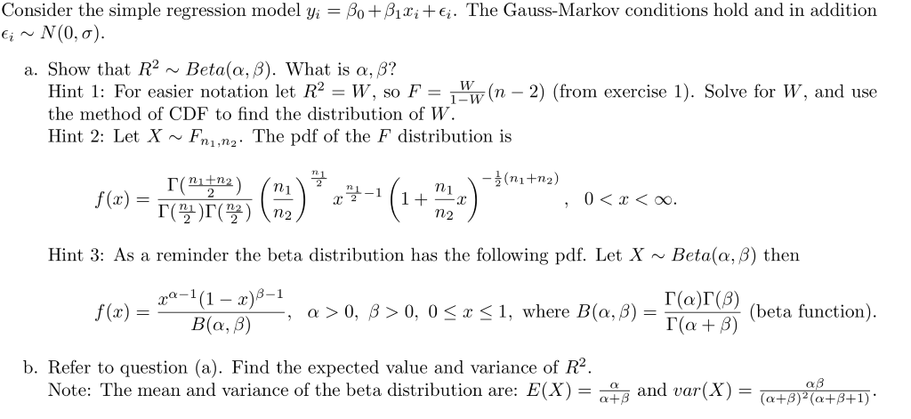Consider the simple regression model yi = Bo+Bixi + | Chegg.com