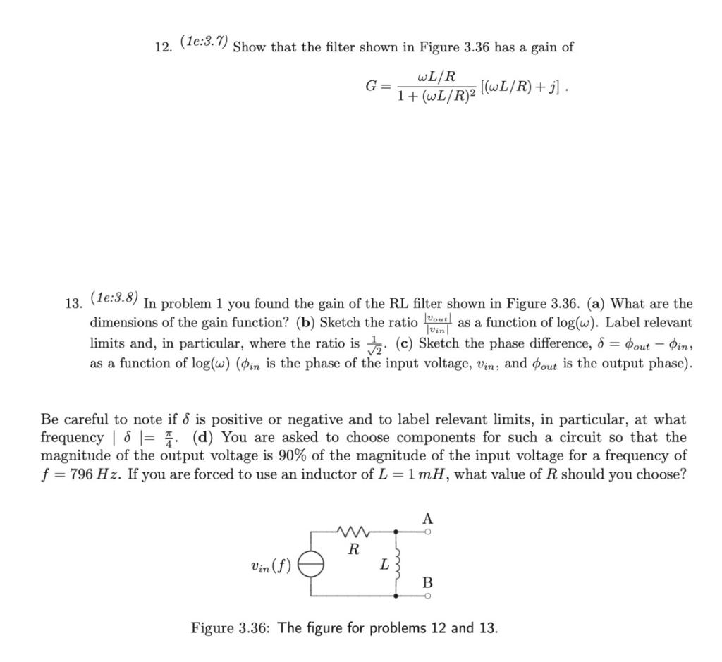 Solved 12. (1e:3.7) Show that the filter shown in Figure | Chegg.com