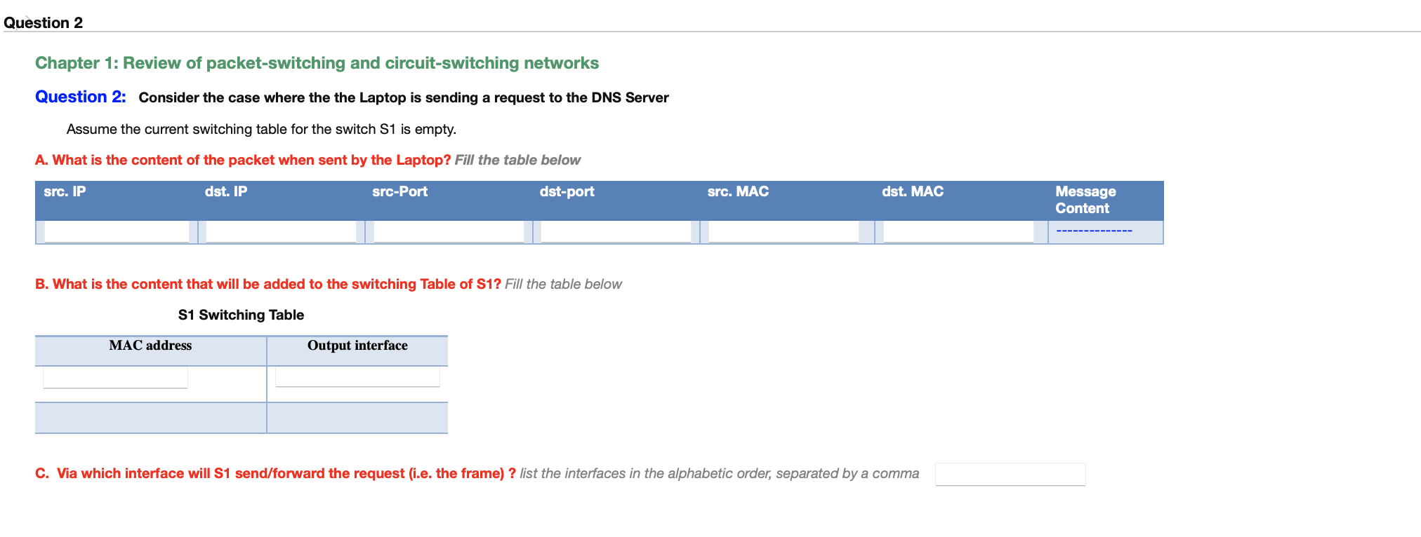 Solved Question 2 Chapter 1 Review Of Packet Switching And