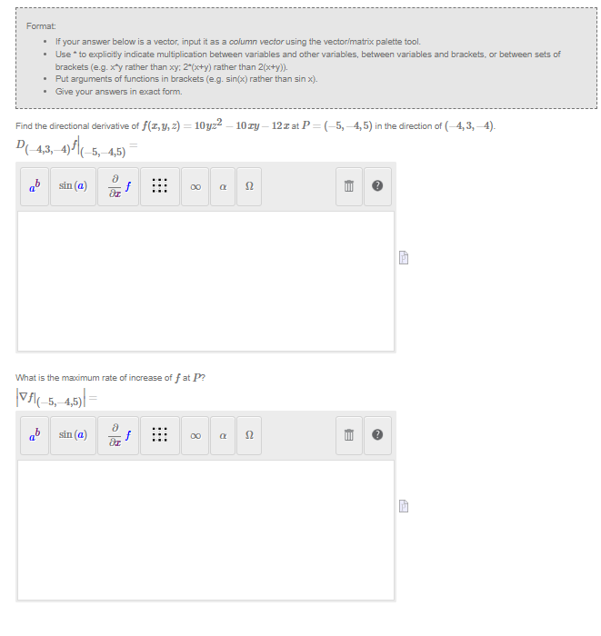 Solved Format: - If your answer below is a vector, input it | Chegg.com
