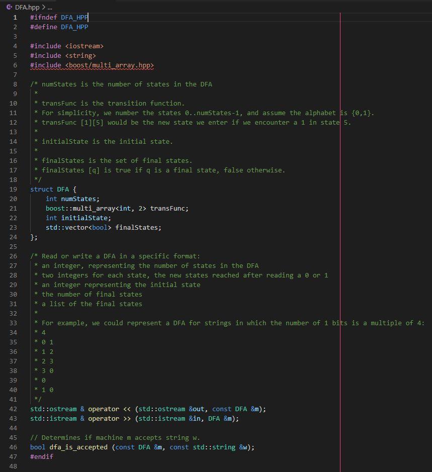 Solved Attached are the files DFA.hpp and DFA.cpp for a | Chegg.com