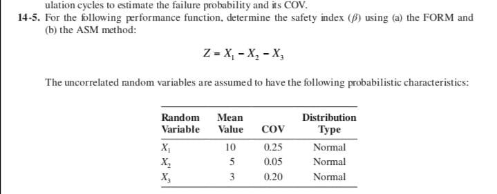 Solved just do part a use the calculated safety index (B) | Chegg.com
