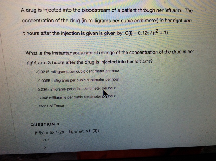 Solved A drug is injected into the bloodstream of a patient | Chegg.com
