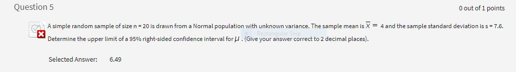 Solved A simple random sample of size n = 20 is drawn from a | Chegg.com