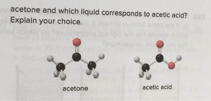Solved acetone and which liquid corresponds to acetic acid? | Chegg.com
