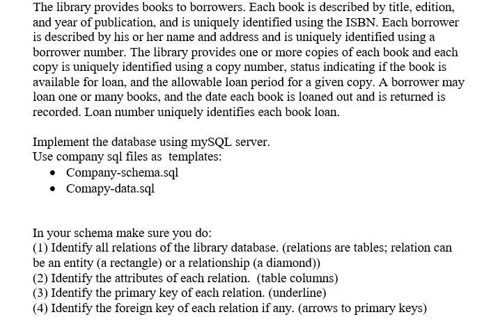 Solved The library provides books to borrowers. Each book is | Chegg.com