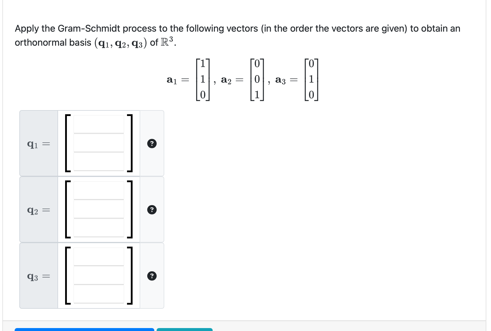 Solved Apply the Gram-Schmidt process to the following | Chegg.com