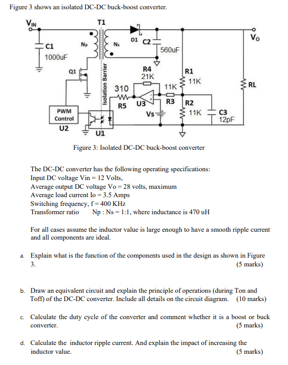 Figure 3 shows an isolated DC-DC buck-boost | Chegg.com