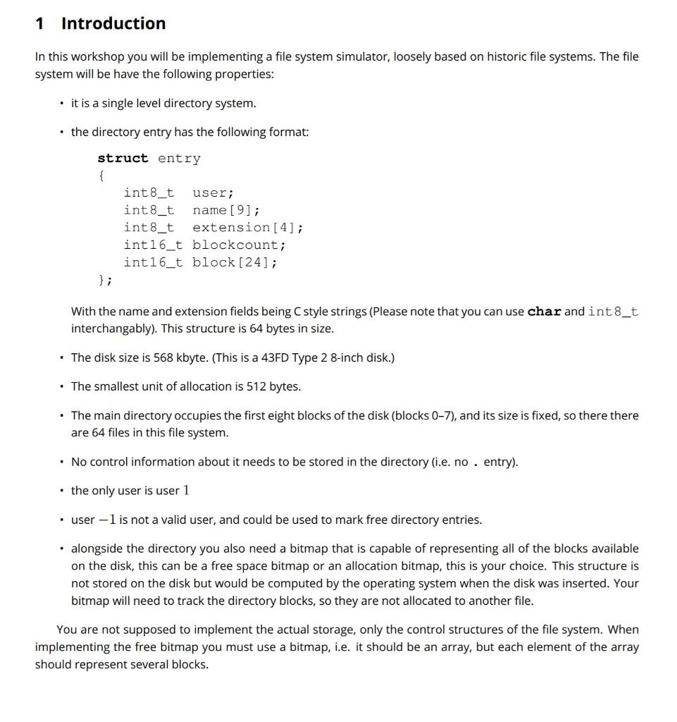 Solved 1 Introduction In this workshop you will be | Chegg.com