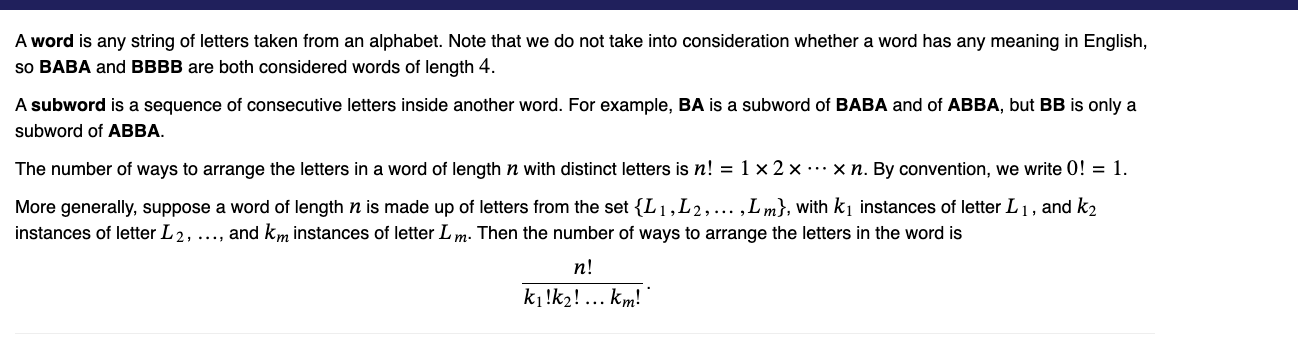 Solved A word is any string of letters taken from an | Chegg.com