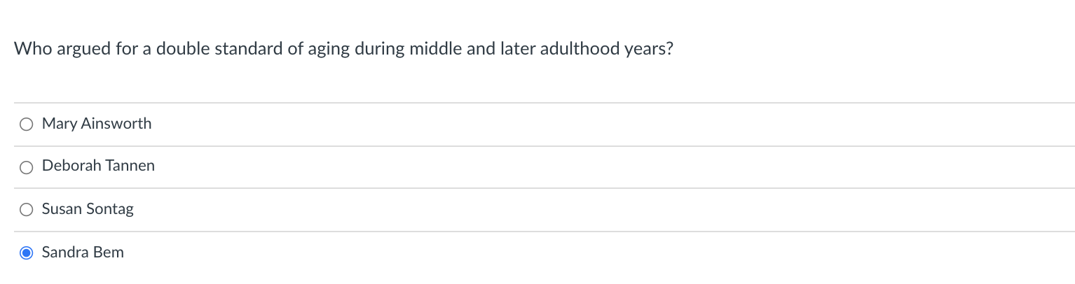 Solved Who argued for a double standard of aging during | Chegg.com