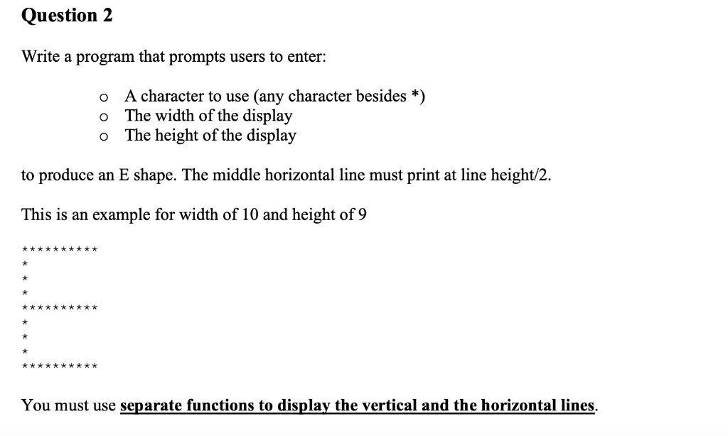 Solved Question 2 Write a program that prompts users to | Chegg.com