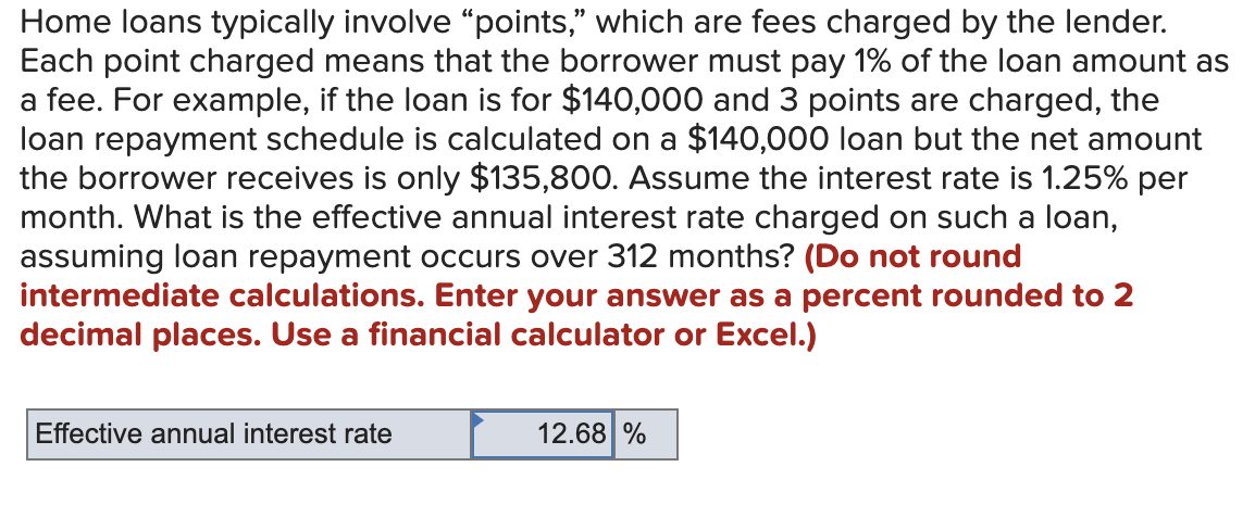 Solved Home loans typically involve “points,” which are fees | Chegg.com