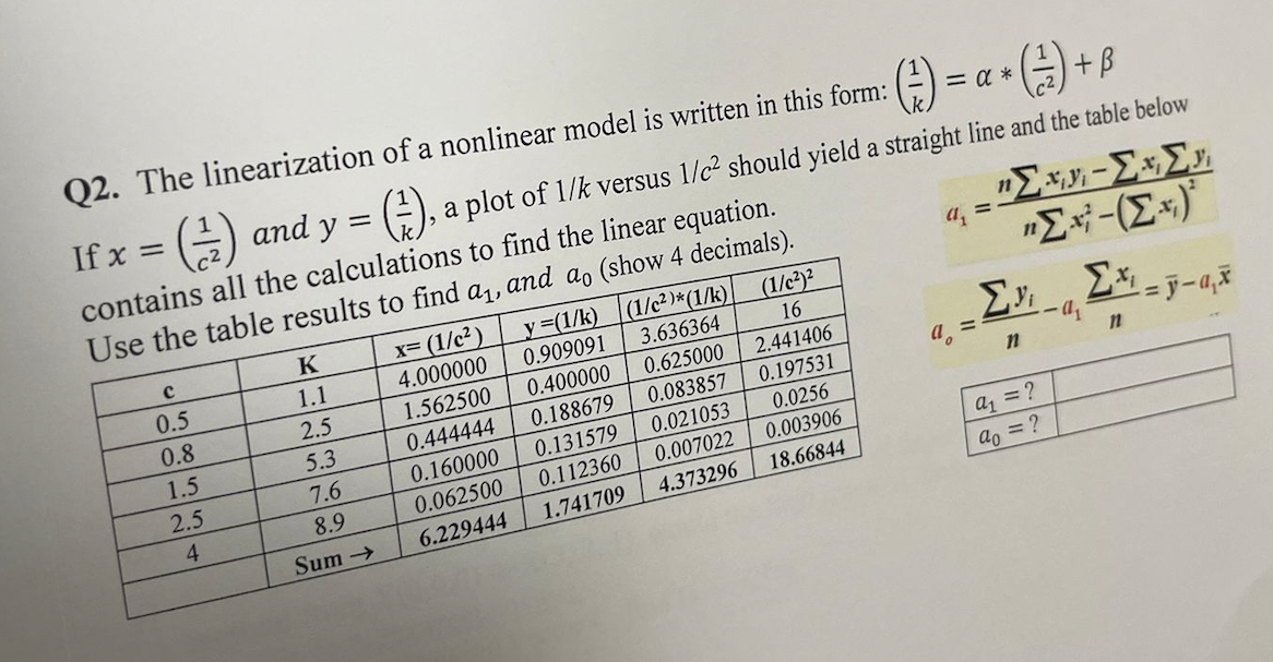Solved Q2. The linearization of a nonlinear model is written | Chegg.com
