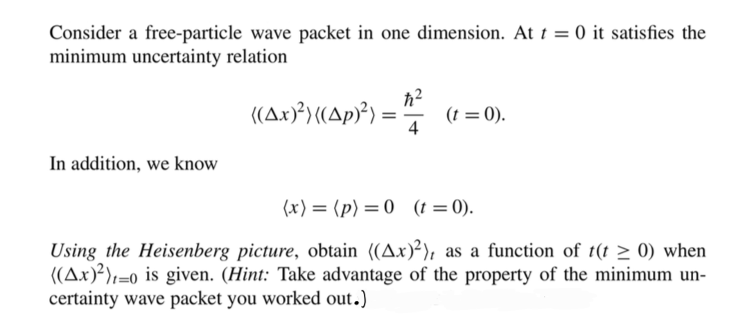 Solved Consider a free-particle wave packet in one | Chegg.com