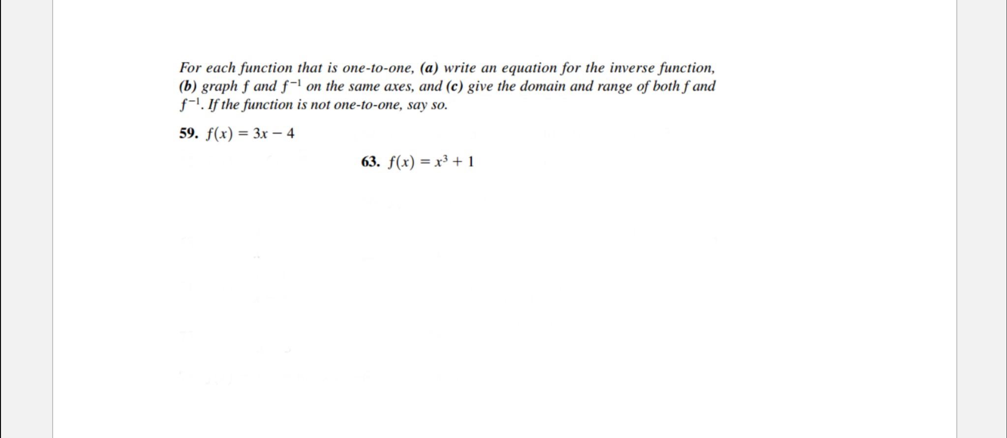 Solved For each function that is one-to-one, (a) write an | Chegg.com