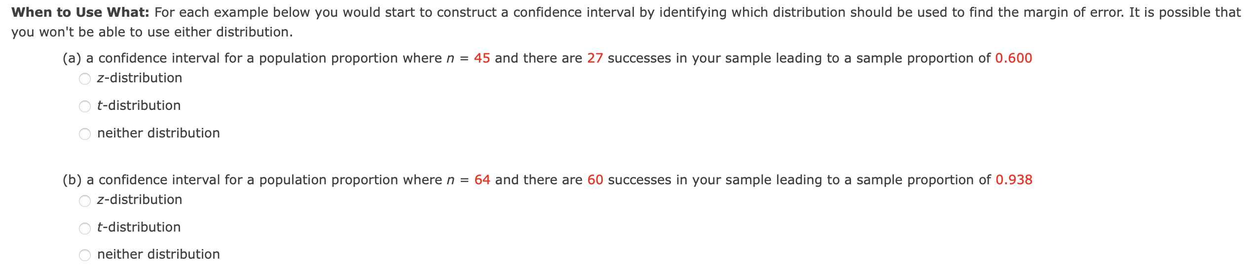 Solved When to Use What: For each example below you would | Chegg.com