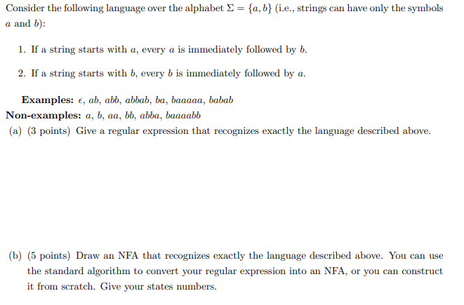 Solved Consider the following language over the alphabet ? = | Chegg.com