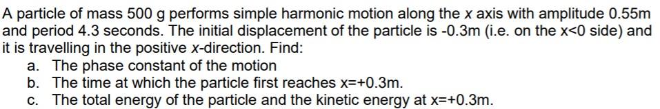 Solved A particle of mass 500 g performs simple harmonic | Chegg.com