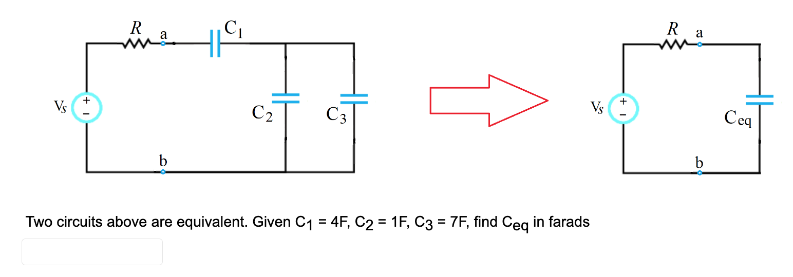 Solved Two circuits above are equivalent. Given C1=4 F,C2=1 | Chegg.com
