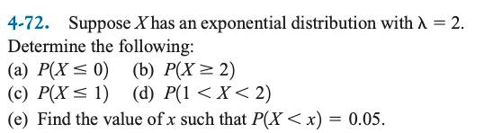 Solved 4-72. Suppose X has an exponential distribution with | Chegg.com