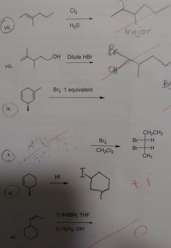Solved i-Cl CH2Cl2 H2O/ H2SO4 1) BH3 THF / . 2) H202, OH HBr | Chegg.com