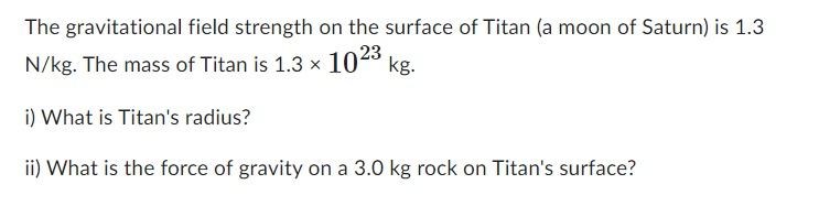 Solved The gravitational field strength on the surface of | Chegg.com
