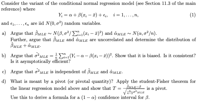 Solved Consider the variant of the conditional normal | Chegg.com