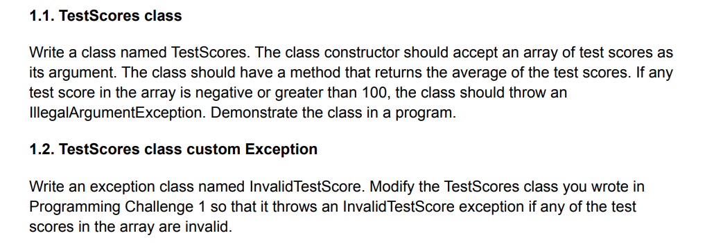 Solved 1 1 Testscores Class Write A Class Named Testscores