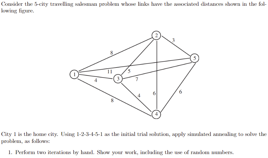Solved Consider the 5-city travelling salesman problem whose | Chegg.com